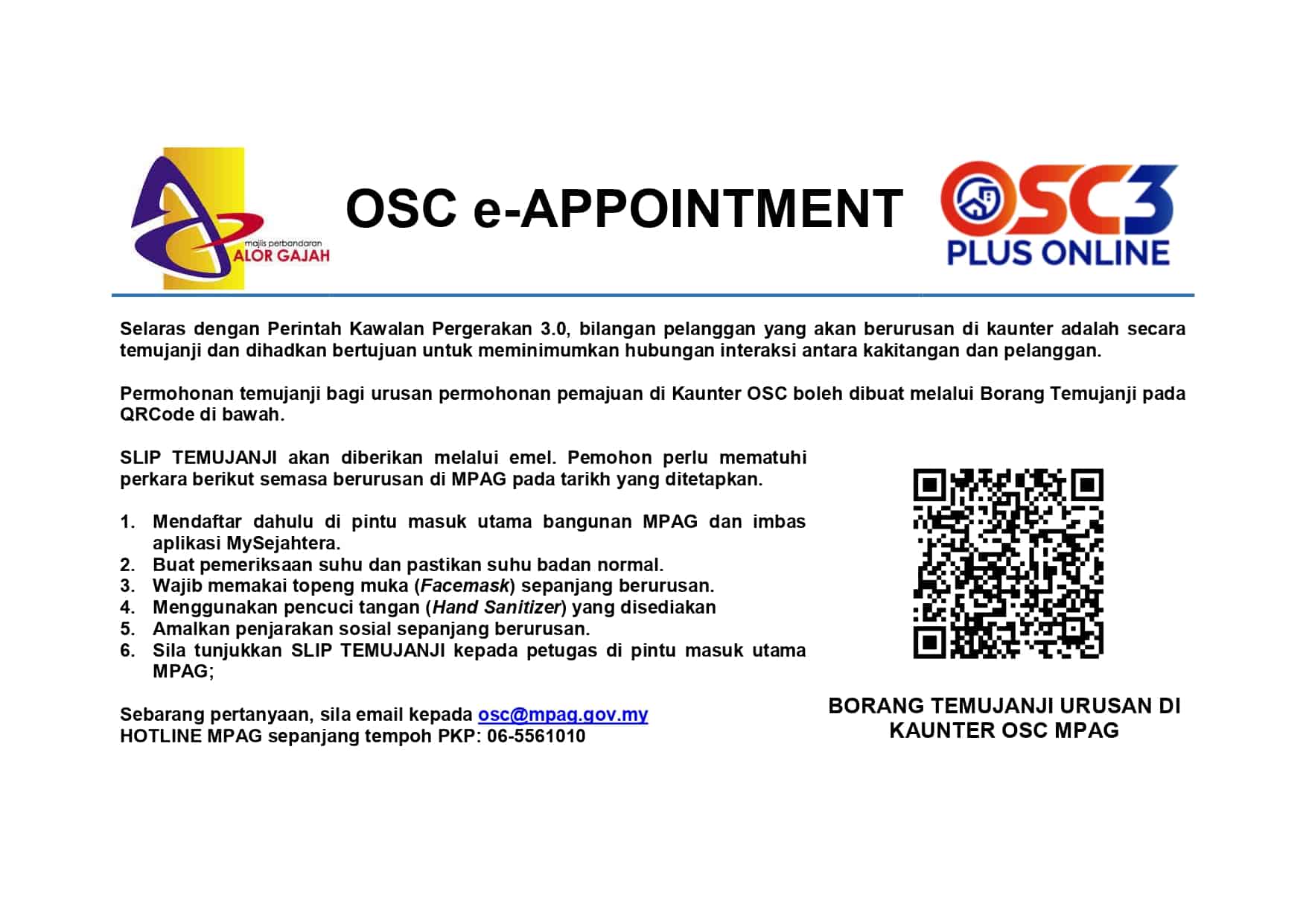 OSC e-APPOINTMENT | Portal Rasmi MPAG